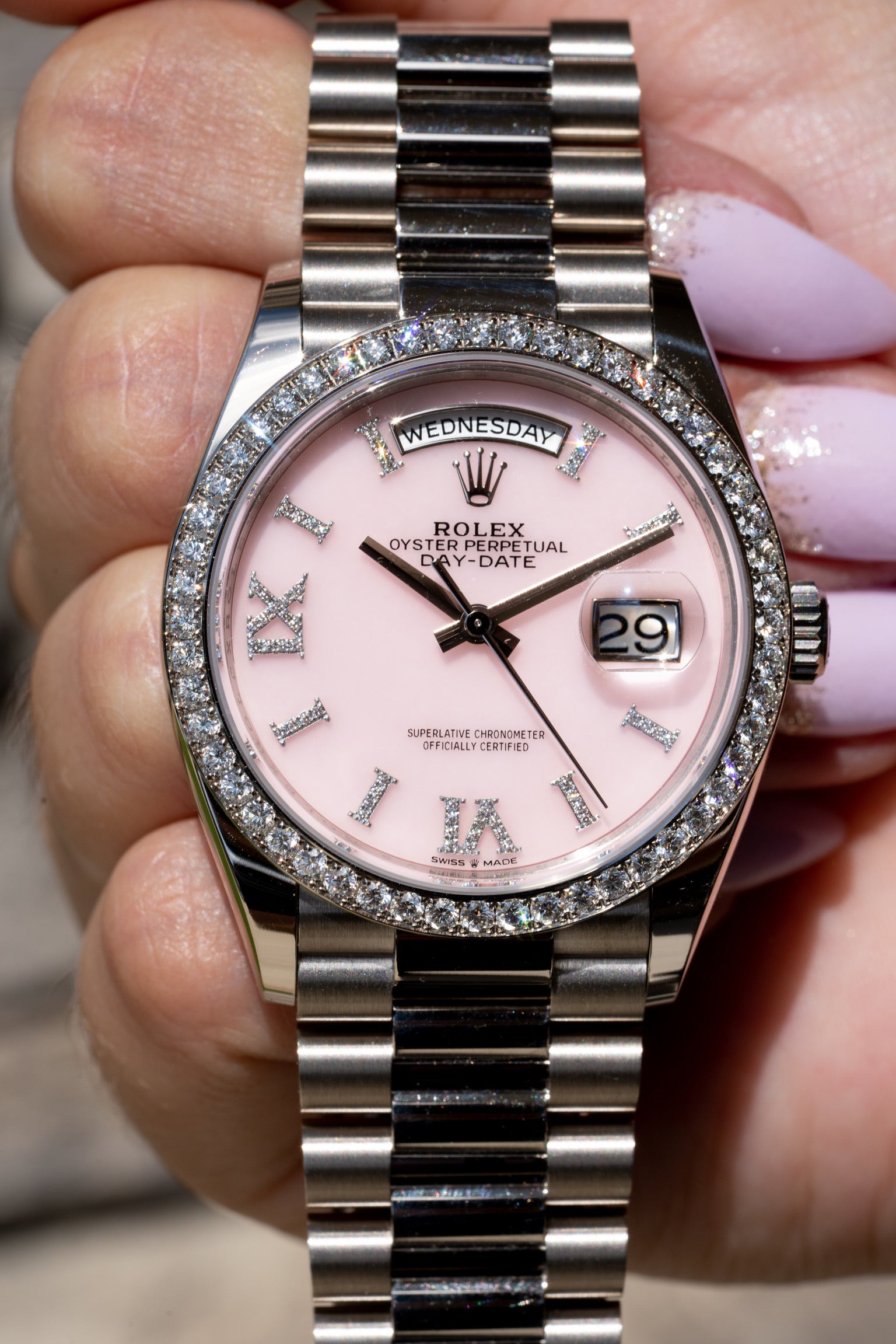 Rolex Day Date 36 Opal Diamond Women's Watches – Diamonds By Raymond Lee