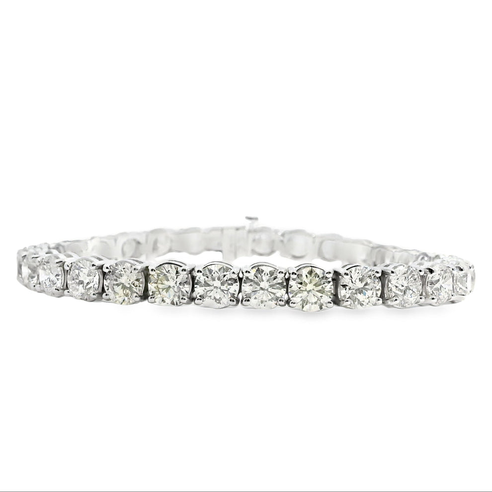 14k White Gold 21.16ctw Natural Round Brilliant Tennis Bracelet ...