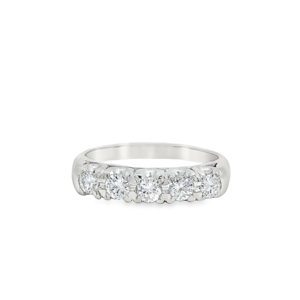 14k White Gold U-Prong Set Round Brilliant Diamond Ring | 0.50ctw ...