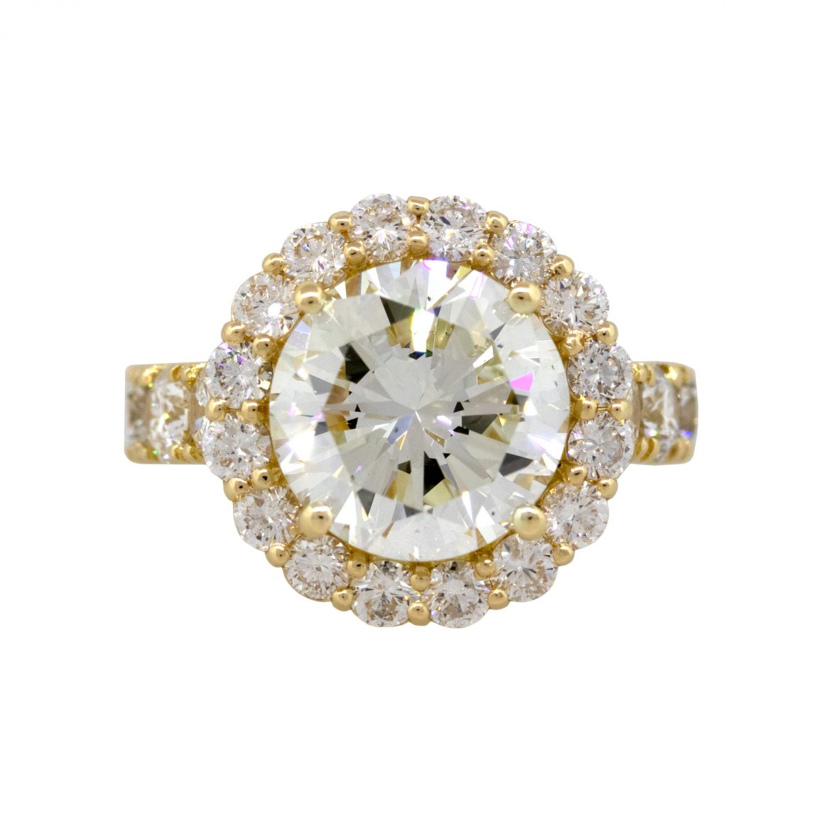 Check Out This Stunning Yellow Gold 4ct Diamond Halo Engagement Ring